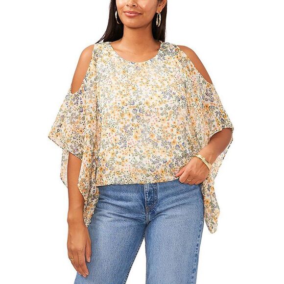 Sam and Jess | Tops | Sam And Jess Womens Yellow Floral Cold Shoulder ...